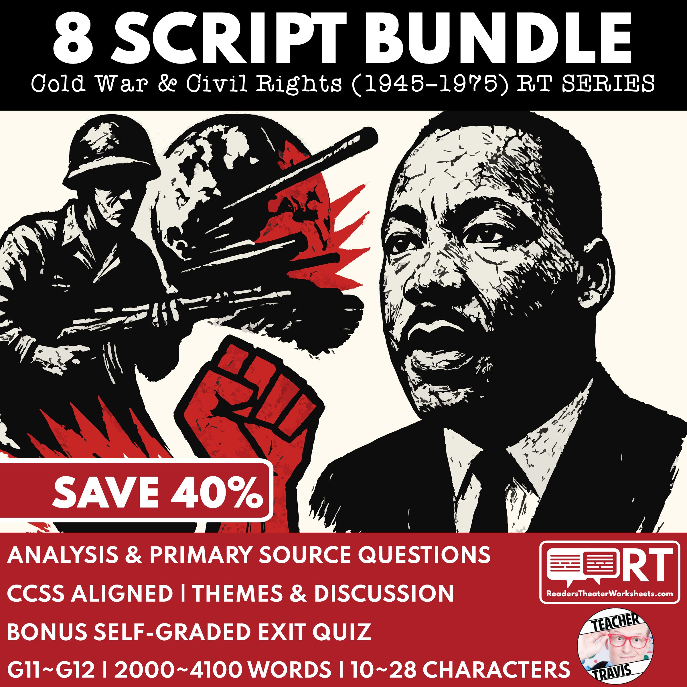 U.S. History - Cold War & Civil Rights – Reader's Theater Worksheets