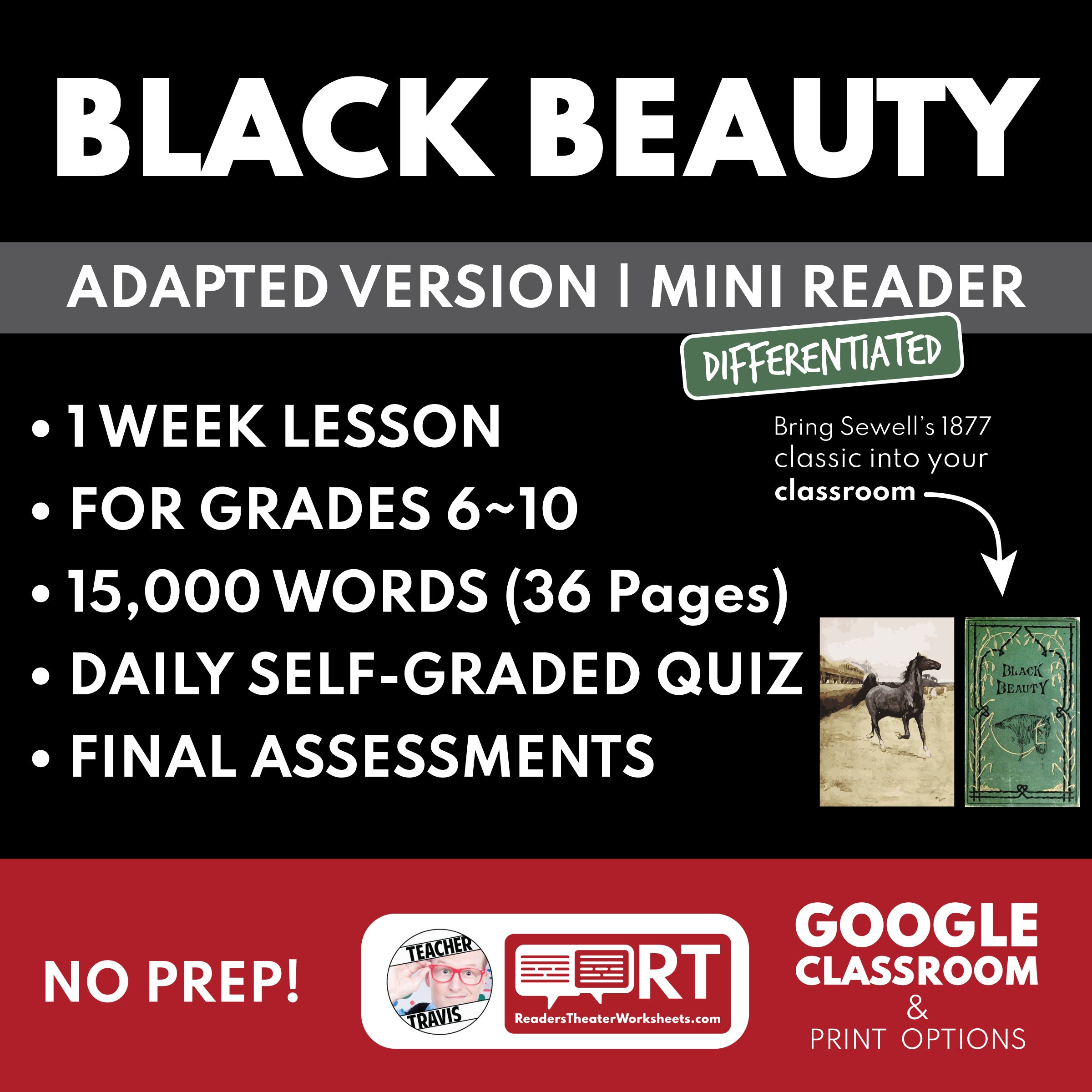 Black Beauty | Full Week Lesson | Adapted Version | Sewell | No Prep ...