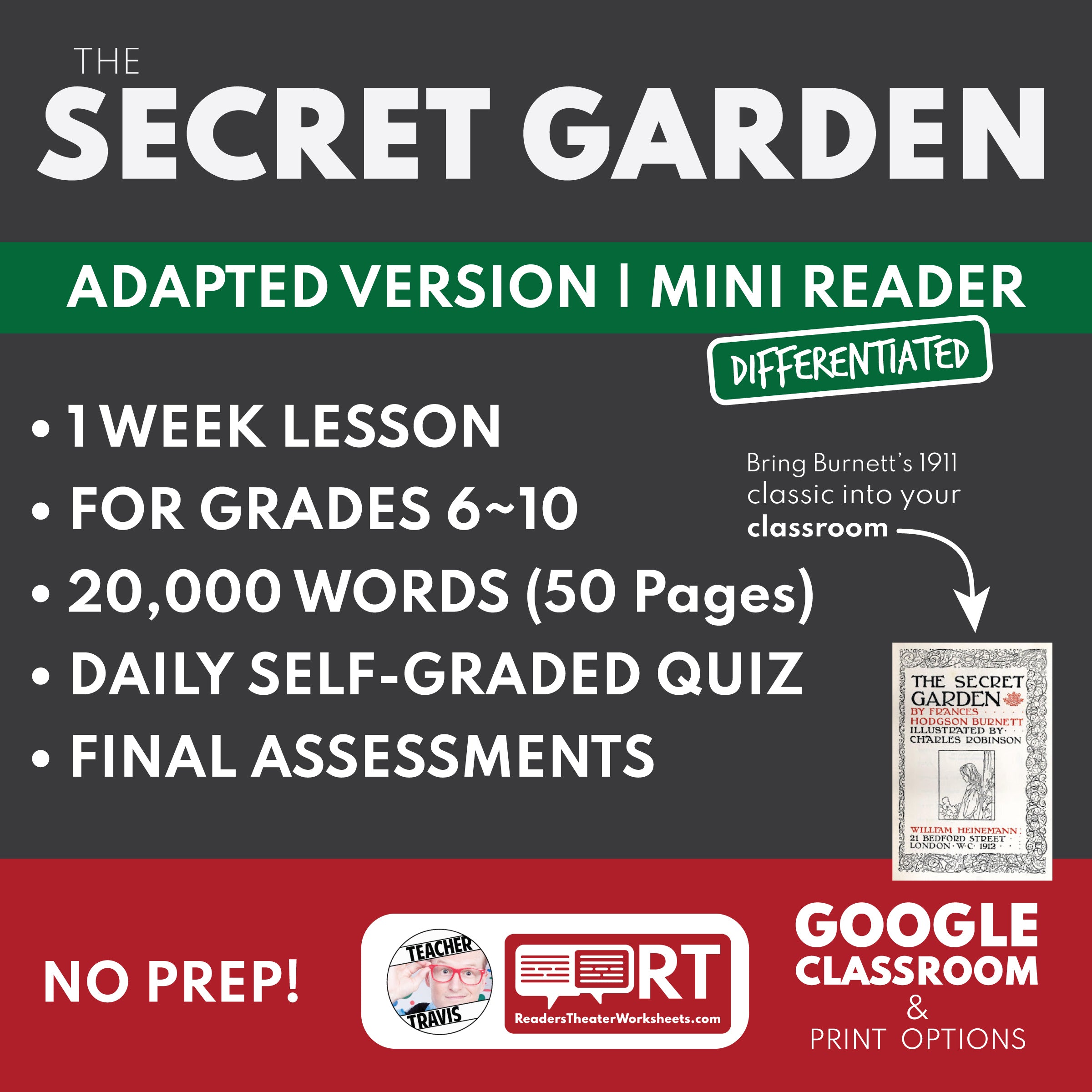 The Secret Garden | Full Week Lesson | Adapted Version | Burnett | No ...