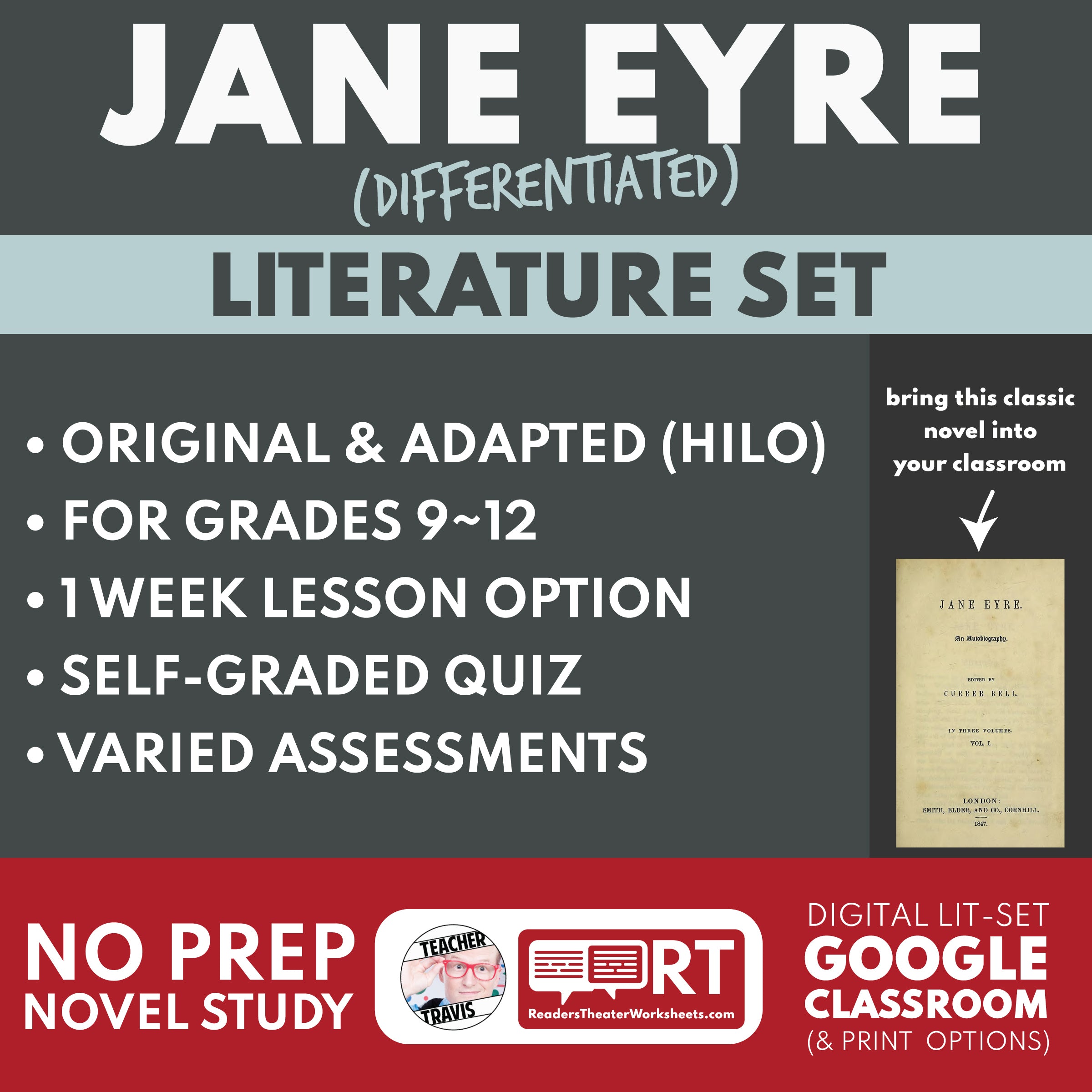 Jane Eyre Differentiated Novel Study | ELA Literature | Brontë Lit Set ...