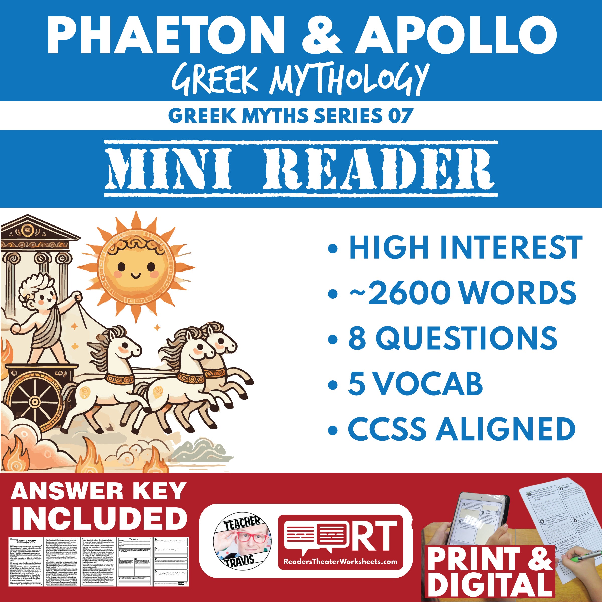 Phaeton and Apollo’s Chariot — Greek Mythology Mini Reader #07 | Grades ...