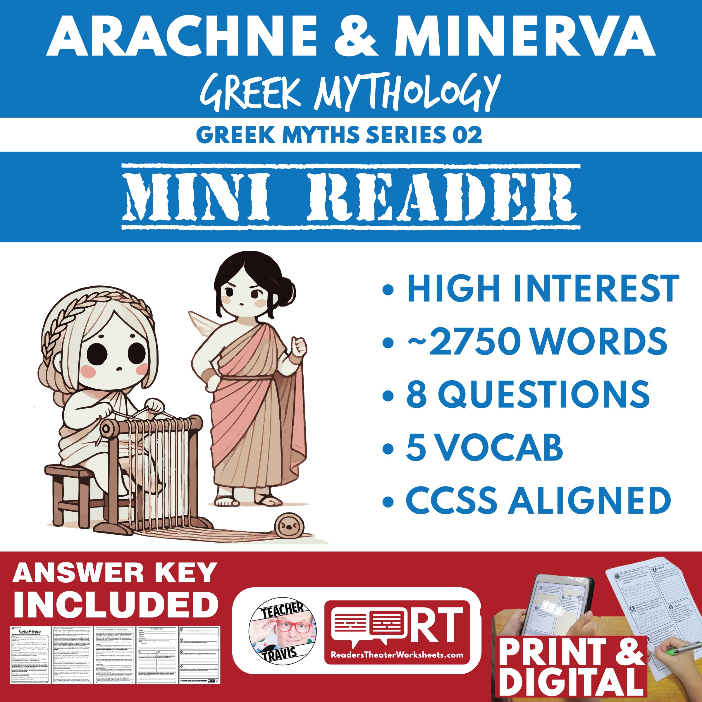 Arachne and Athena — Greek Mythology Mini Reader #02 | Grades 6–12 ...
