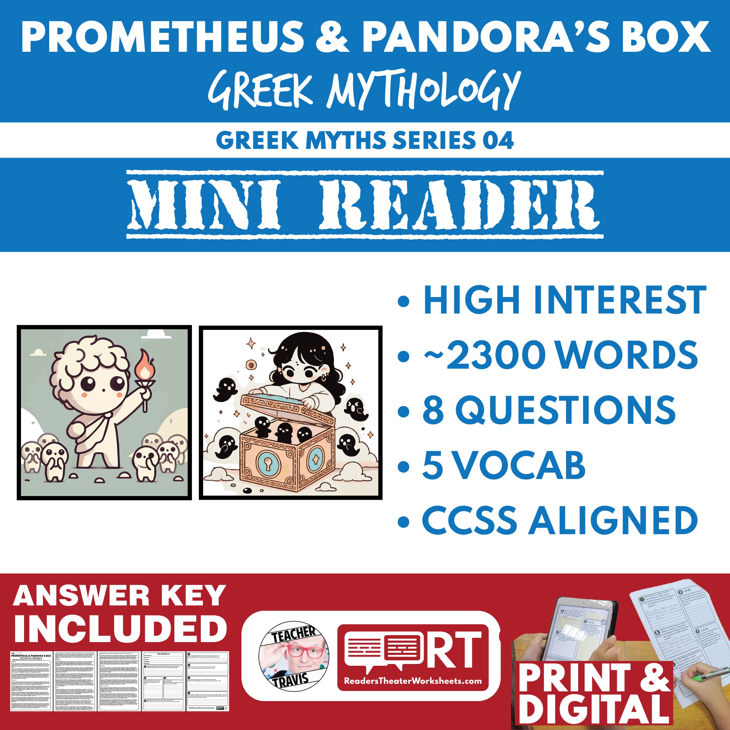 Prometheus and Pandora's Box — Greek Mythology Mini Reader #04 | Grades ...