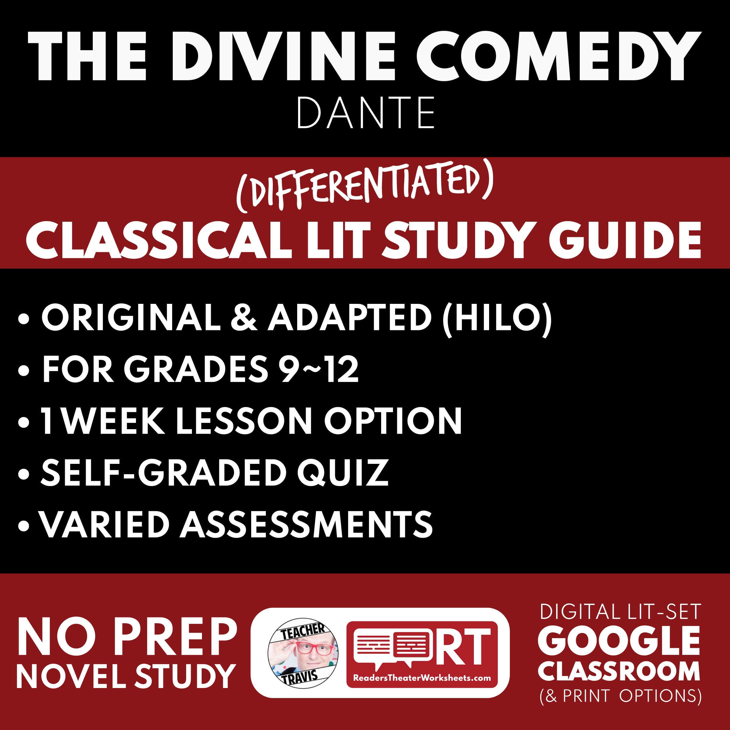 The Divine Comedy Differentiated Classical Lit Study Guide | ELA ...