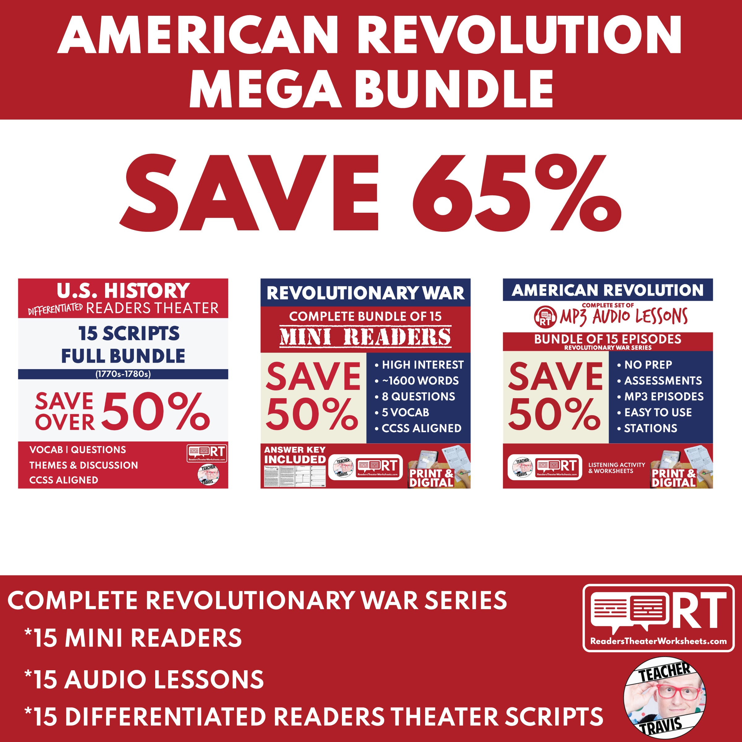 Mega American Revolution Bundle for Grades 5 to 8 | Differentiated | W ...