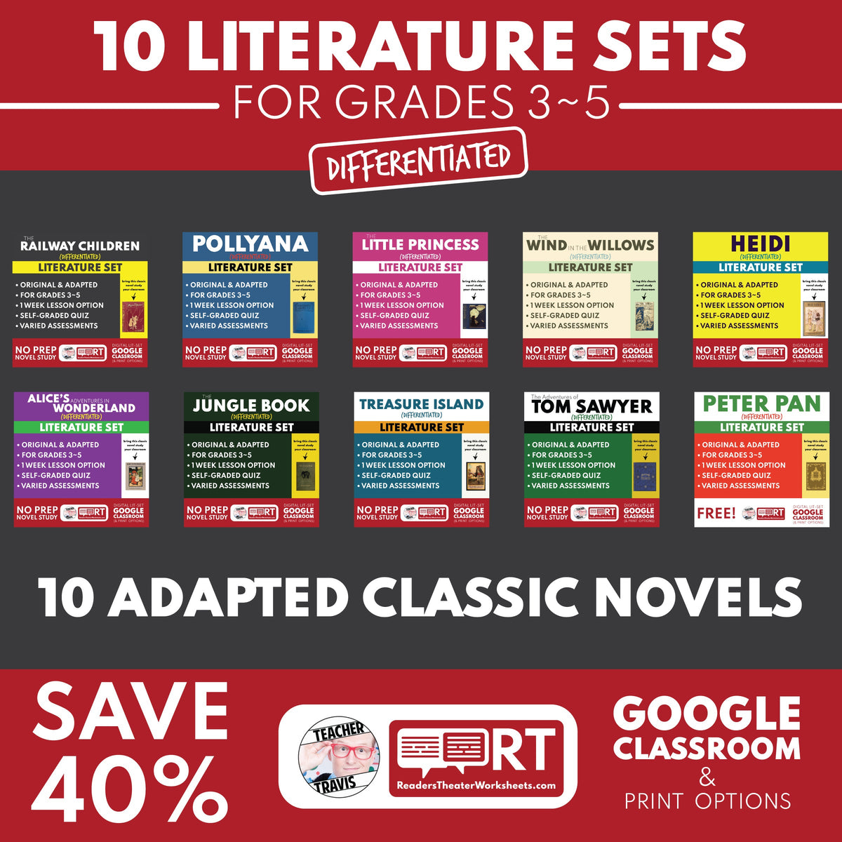 Differentiated Novel Study Bundle for Grades 3 to 5 (Classic Digital C ...