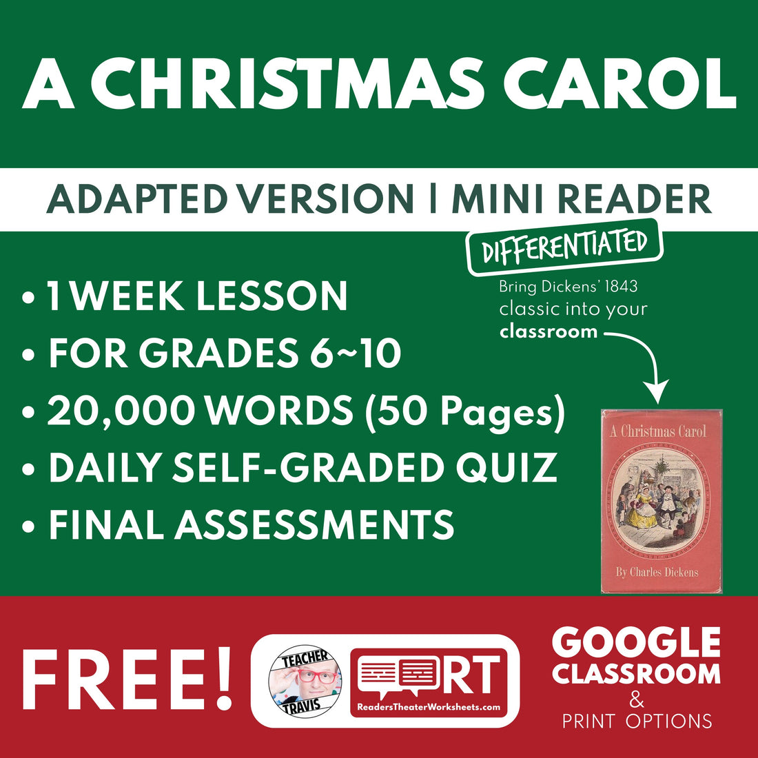 How to Teach Adapted Christmas Carol in One Week: Free Middle School N ...