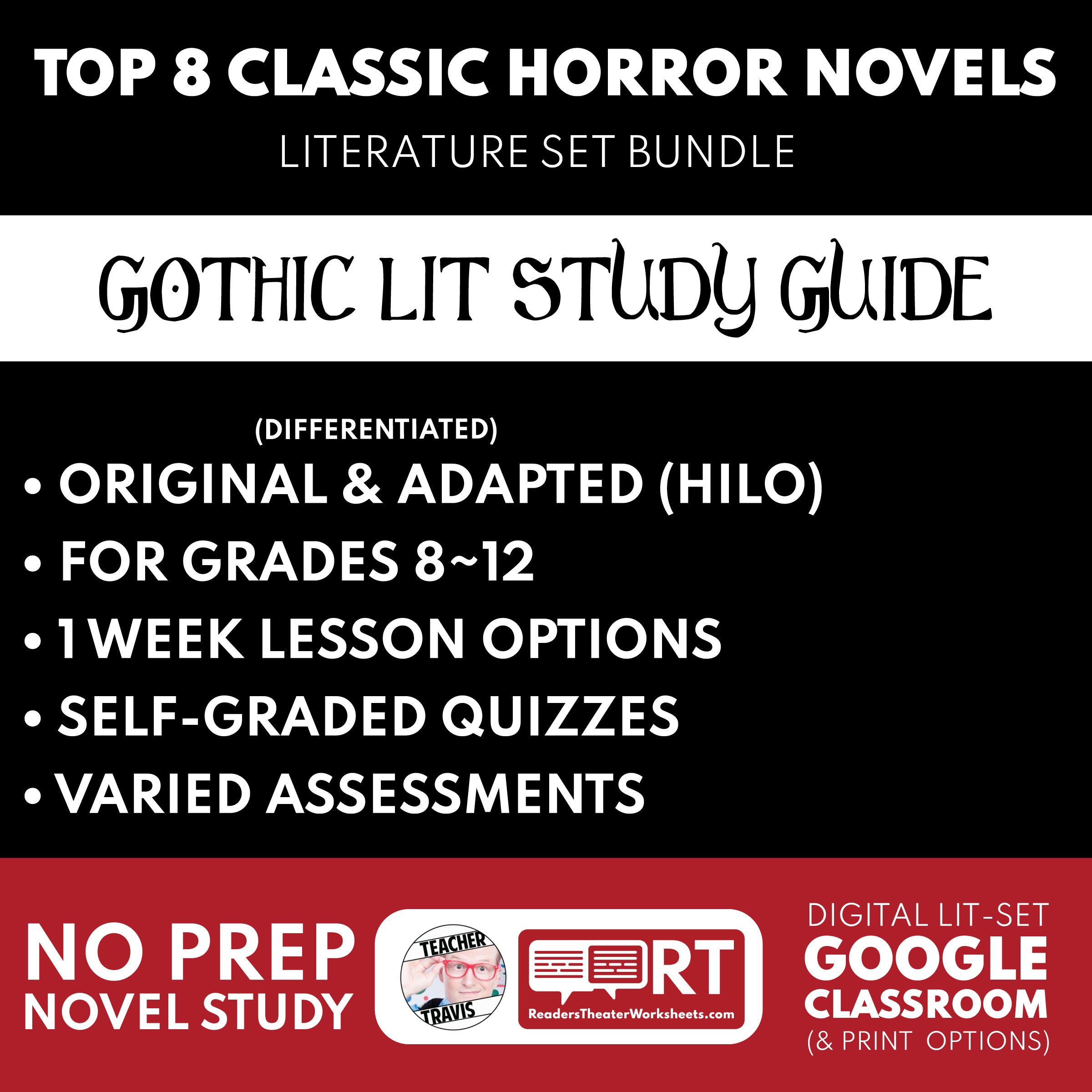 Gothic Literature Bundle (Grades 9–12): 8 Novel Studies with Unit Plan ...