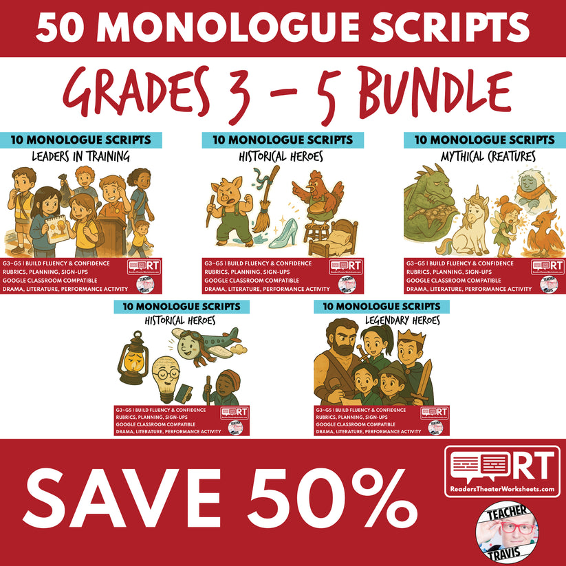 50 Bundled Monologue Scripts for Grades 3 to 5 | SAVE 50% – Reader's ...