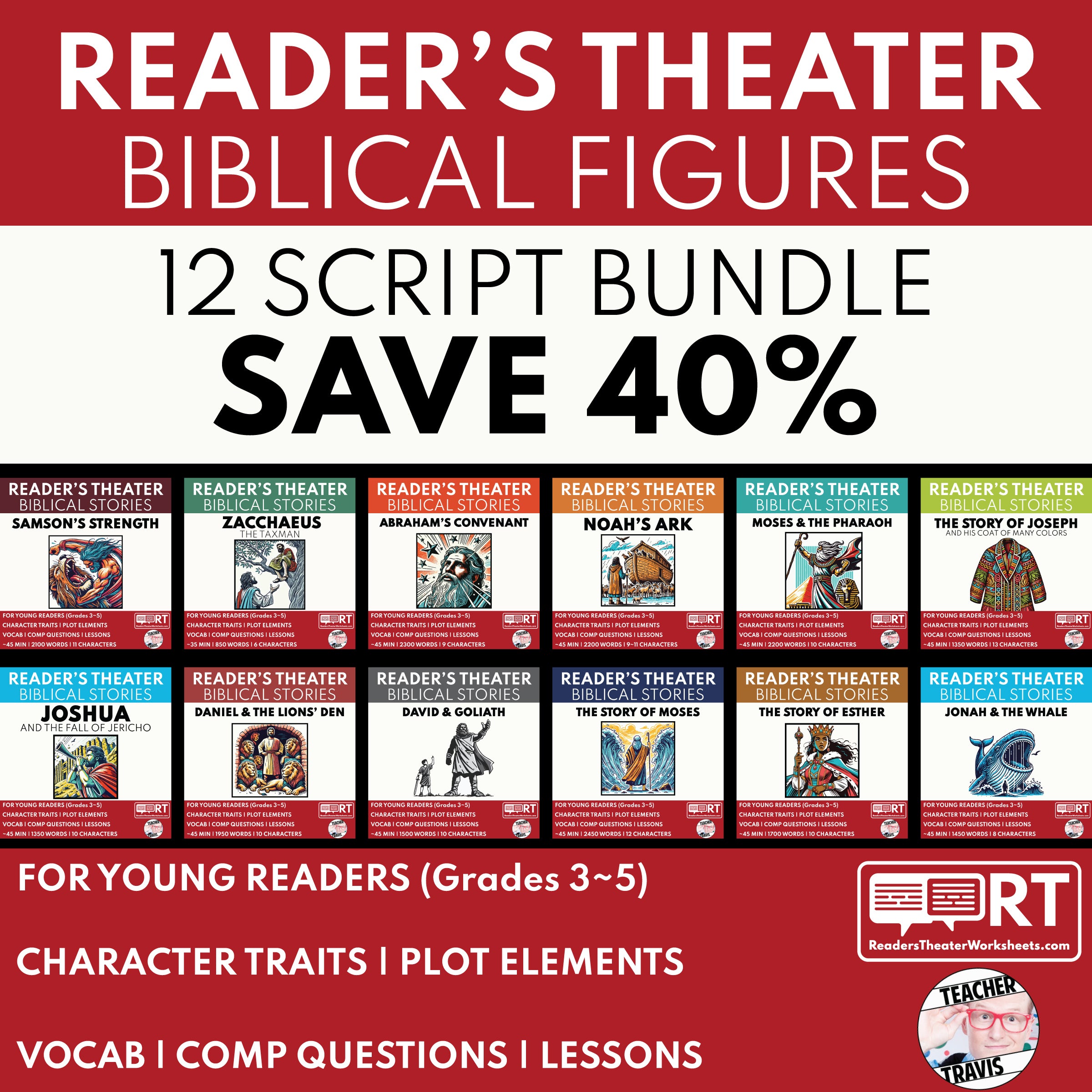 Bible Figures Bundle | 12 Biblical Reader's Theater Scripts | SAVE 40% ...