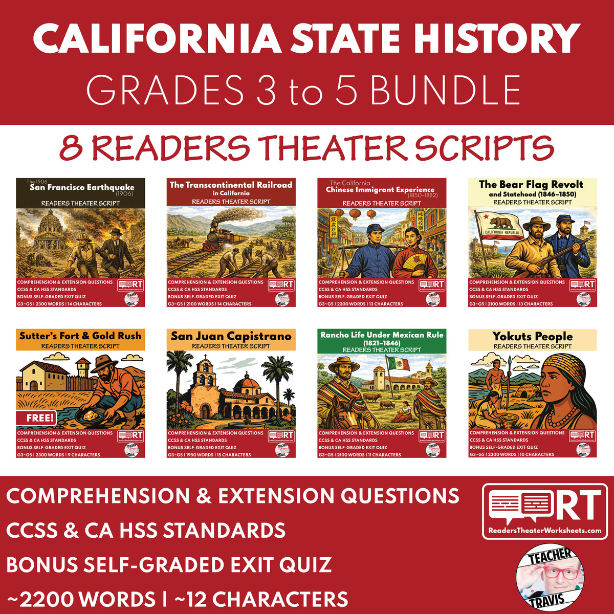 California State History Bundle of 8 Readers Theater Scripts for Grade ...