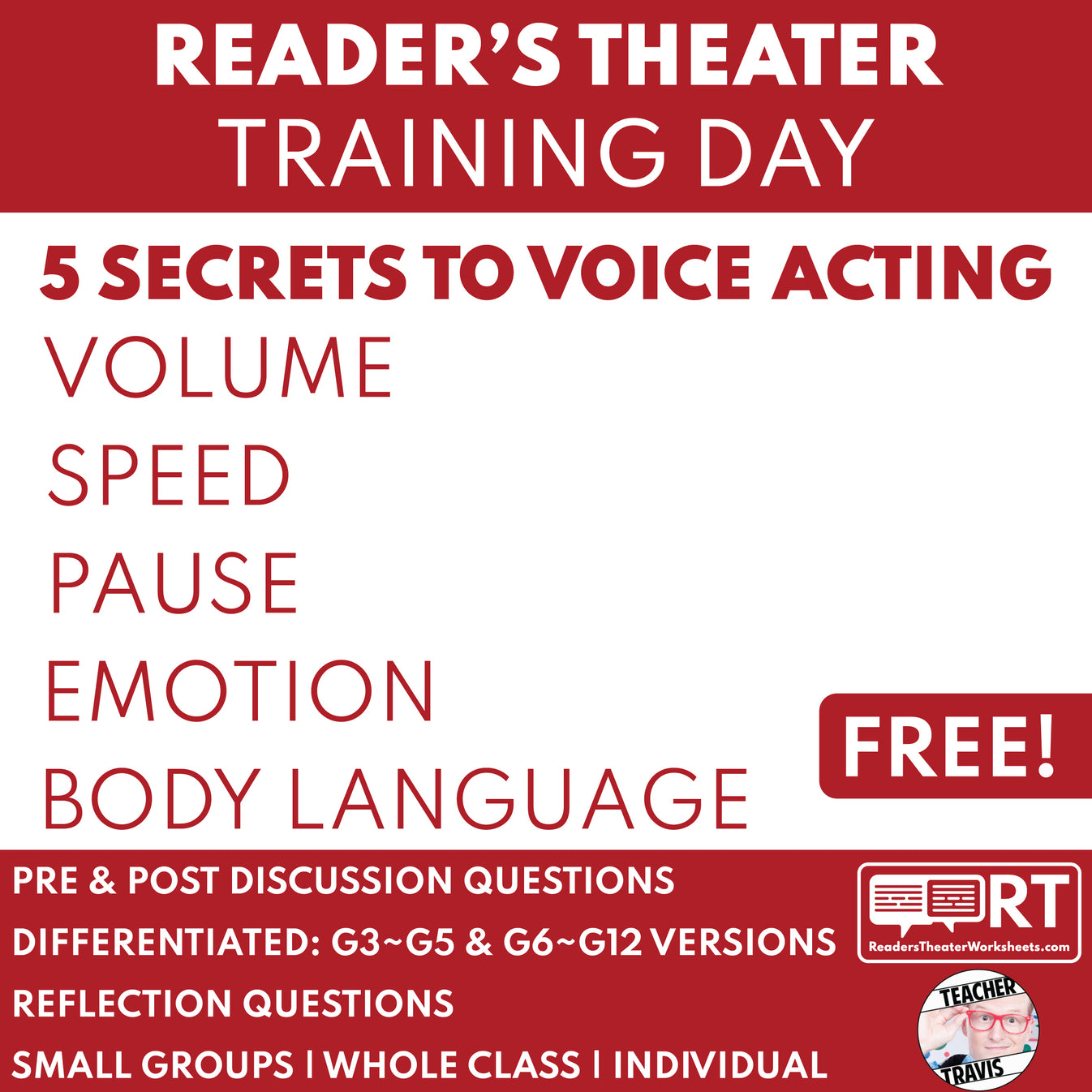Free Readers Theater Voice Acting Lesson for Grades 3-12 | Fluency Act ...