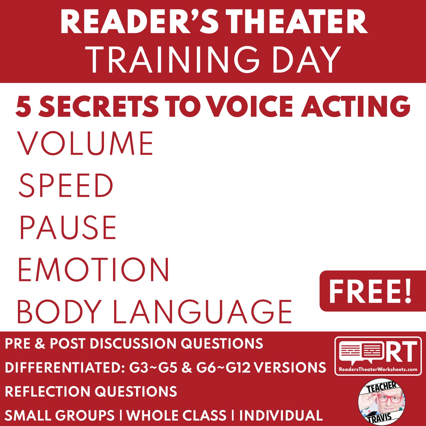 Free Readers Theater Voice Acting Lesson for Grades 3-12 | Fluency Act ...