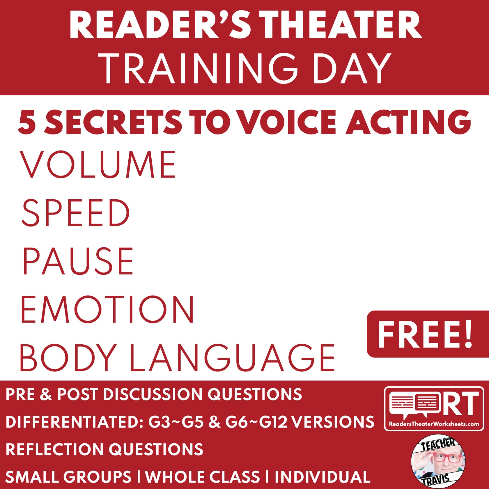 Free Readers Theater Voice Acting Lesson for Grades 3-12 | Fluency Act ...