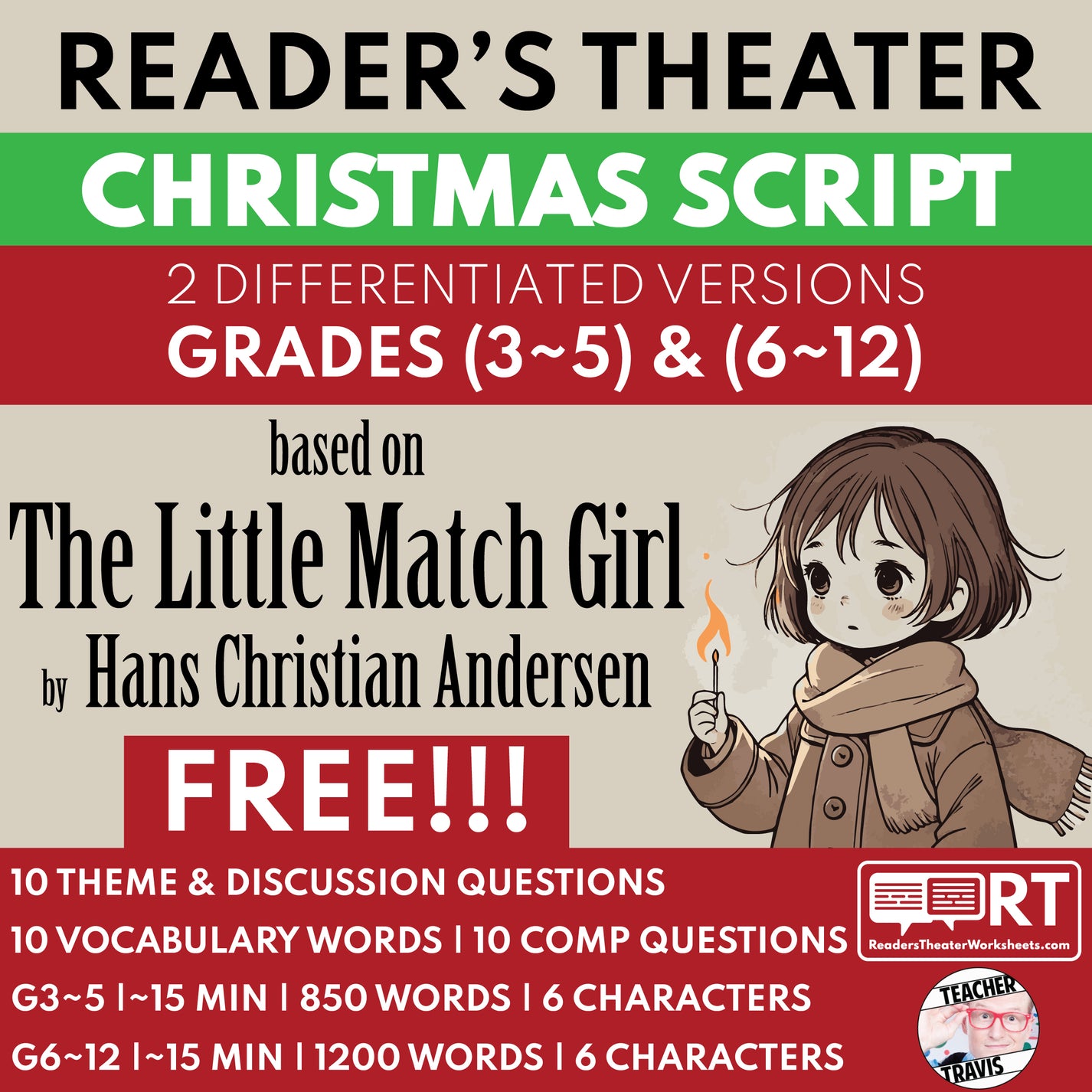 Free The Little Match Girl Christmas Readers Theater for Grades 3-12 ...