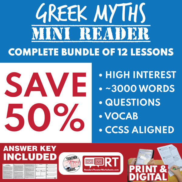 Greek Mythology Bundle of 12 Mini Reader Lessons & Assessments – Reader ...