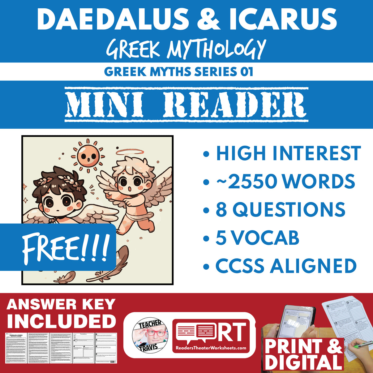 Free Daedalus and Icarus — Greek Mythology Mini Reader #01 | Grades 6 ...