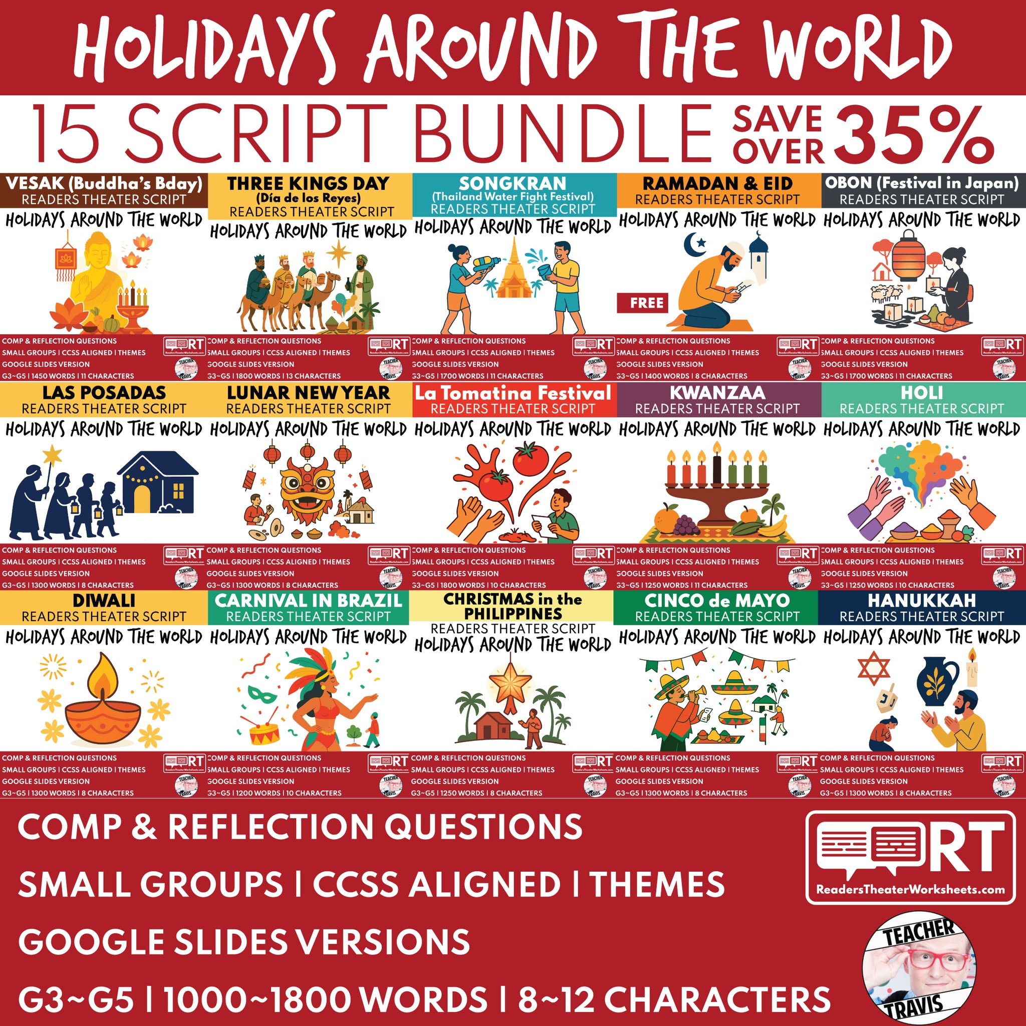 Holidays Around the World | Bundle of Readers Theater Scripts (15) | S ...