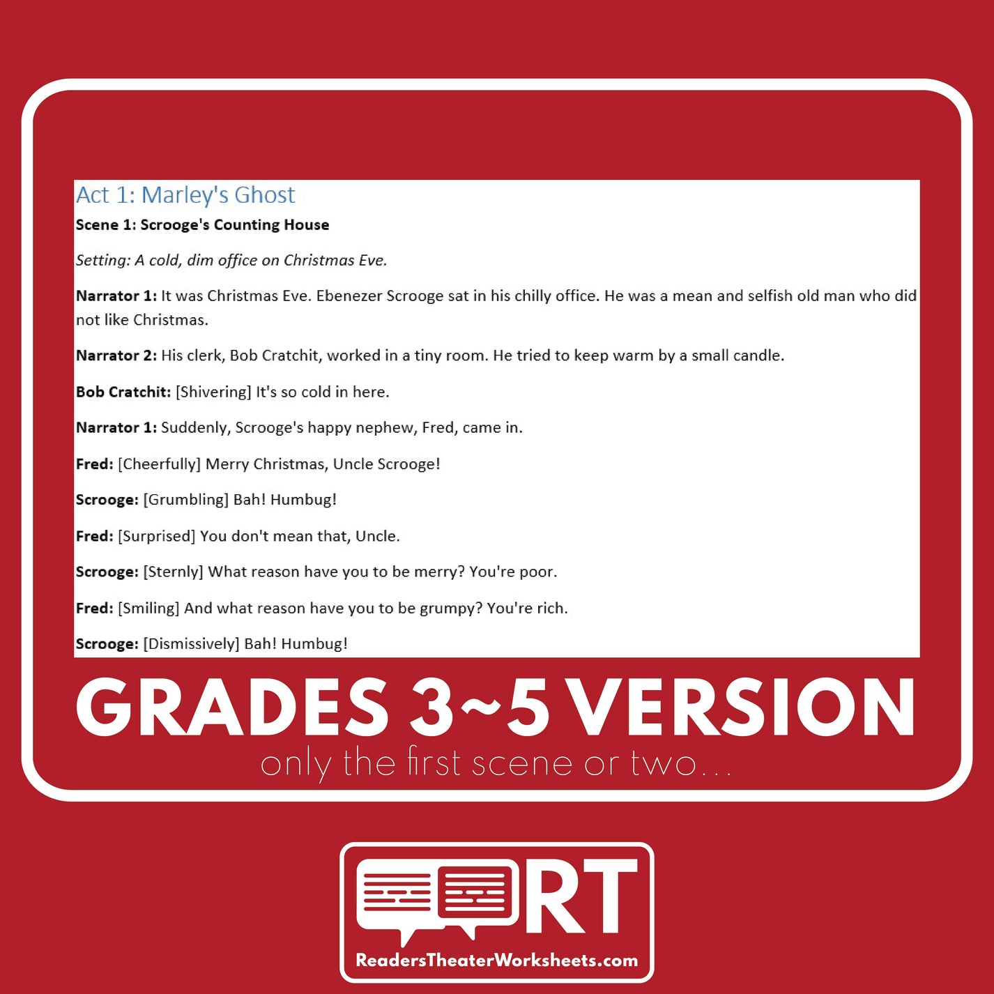 Twas the Night Before Christmas Reader's Theater Script for Grades 4-8 ...