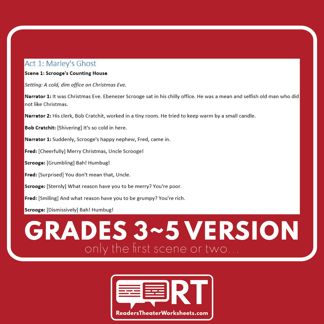 A Christmas Carol Reader's Theater Script for Grades 3-12 | Charles ...
