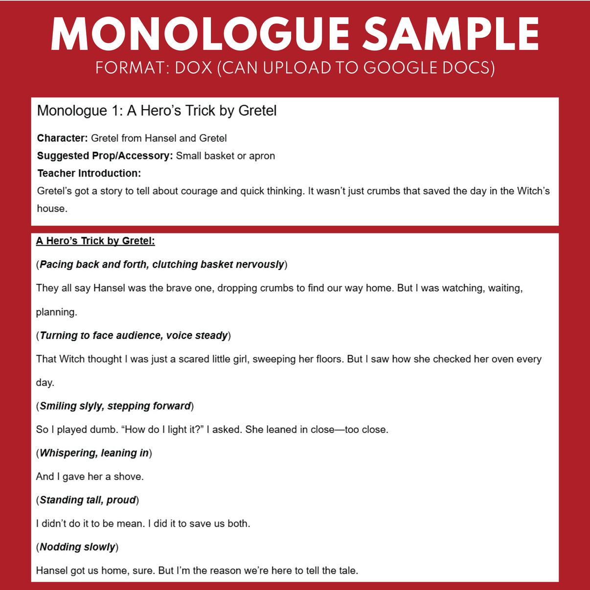 10 FREE Short Fairy Tale Monologue Scripts for Grades 1 to 3 | No Prep ...