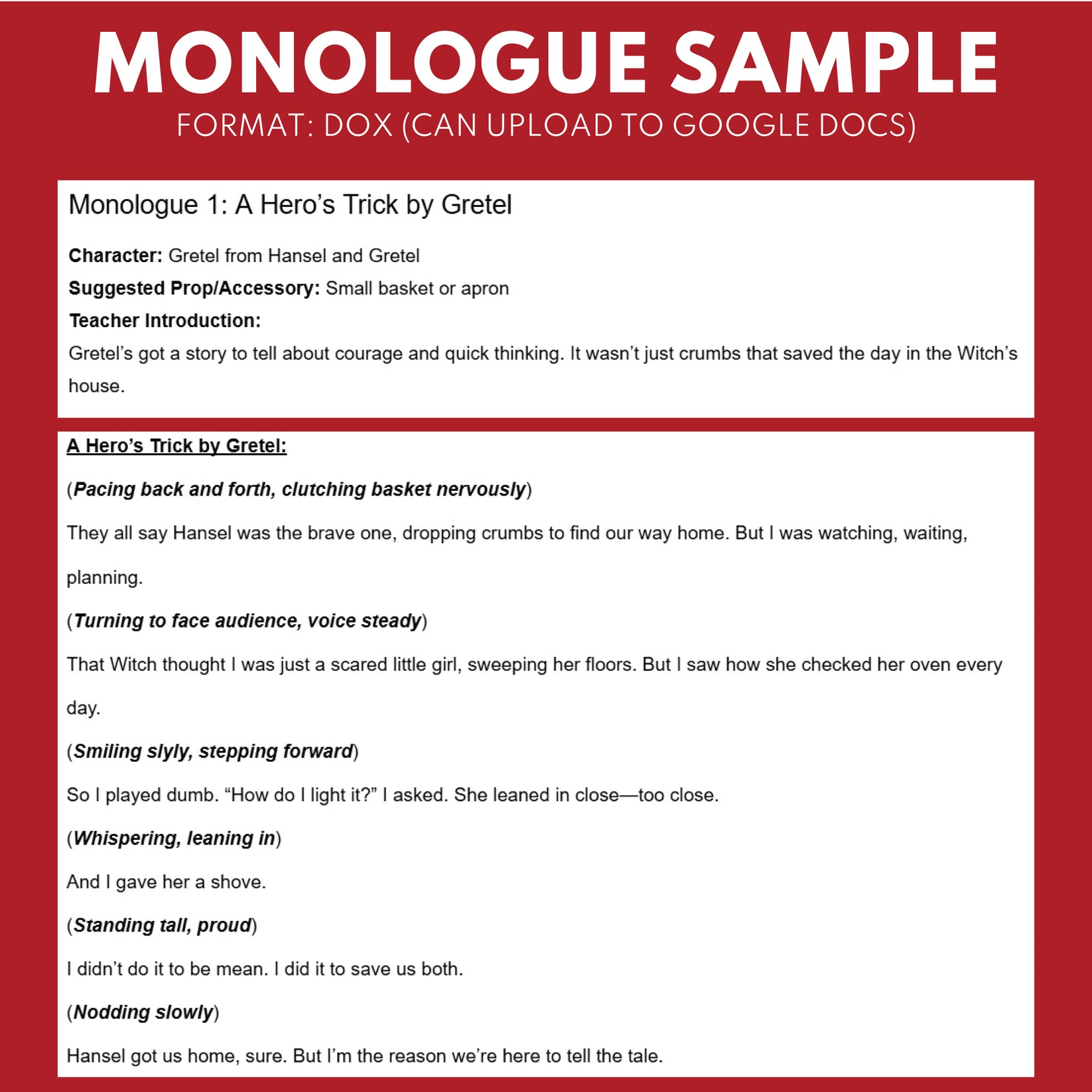 10 FREE Short Fairy Tale Monologue Scripts for Grades 1 to 3 | No Prep – Reader's Theater Worksheets