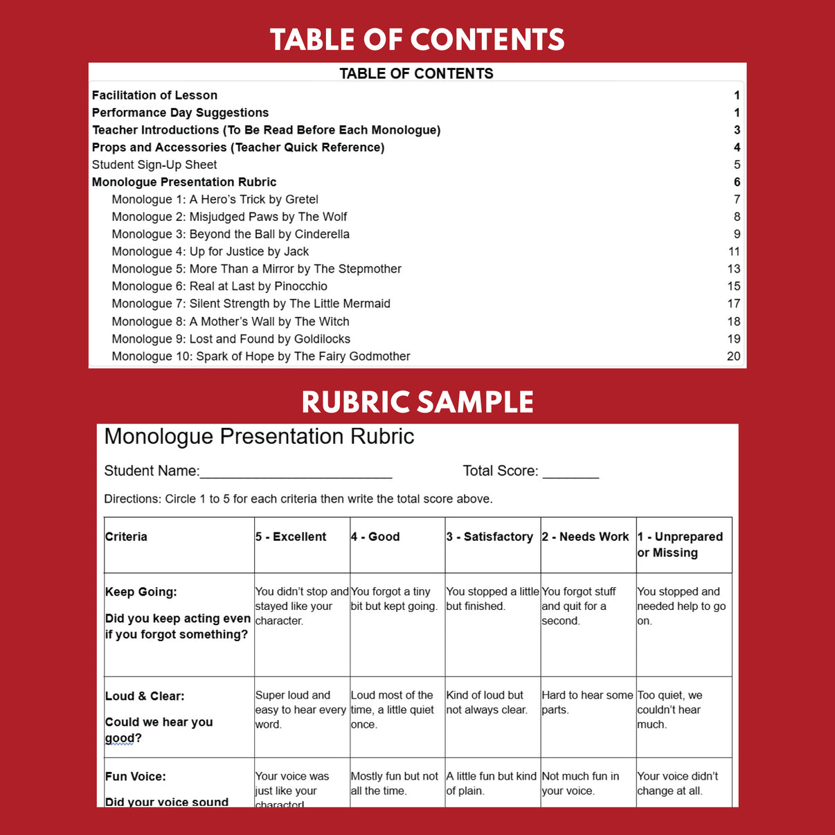 10 FREE Short Fairy Tale Monologue Scripts for Grades 1 to 3 | No Prep ...