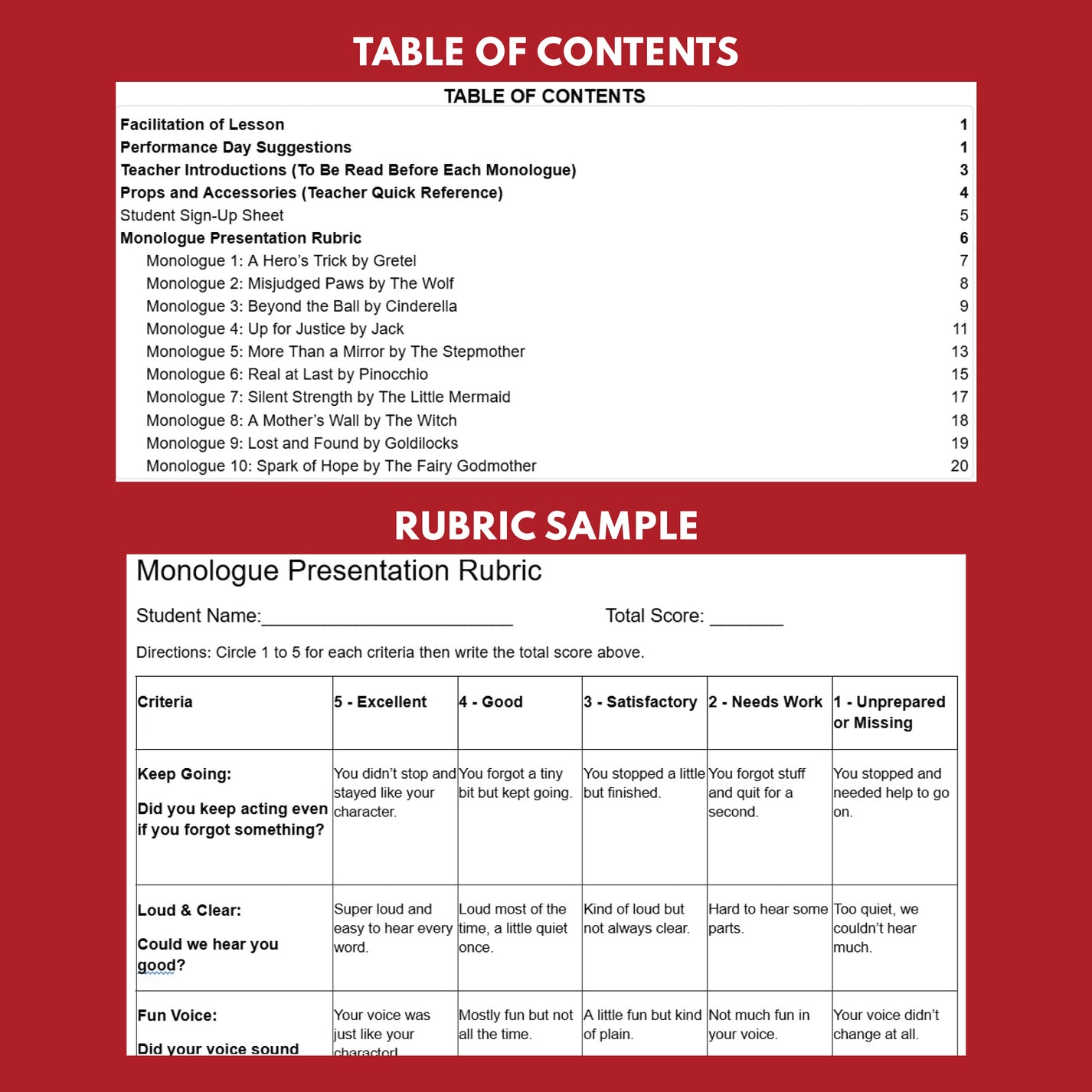 10 FREE Short Fairy Tale Monologue Scripts for Grades 1 to 3 | No Prep ...