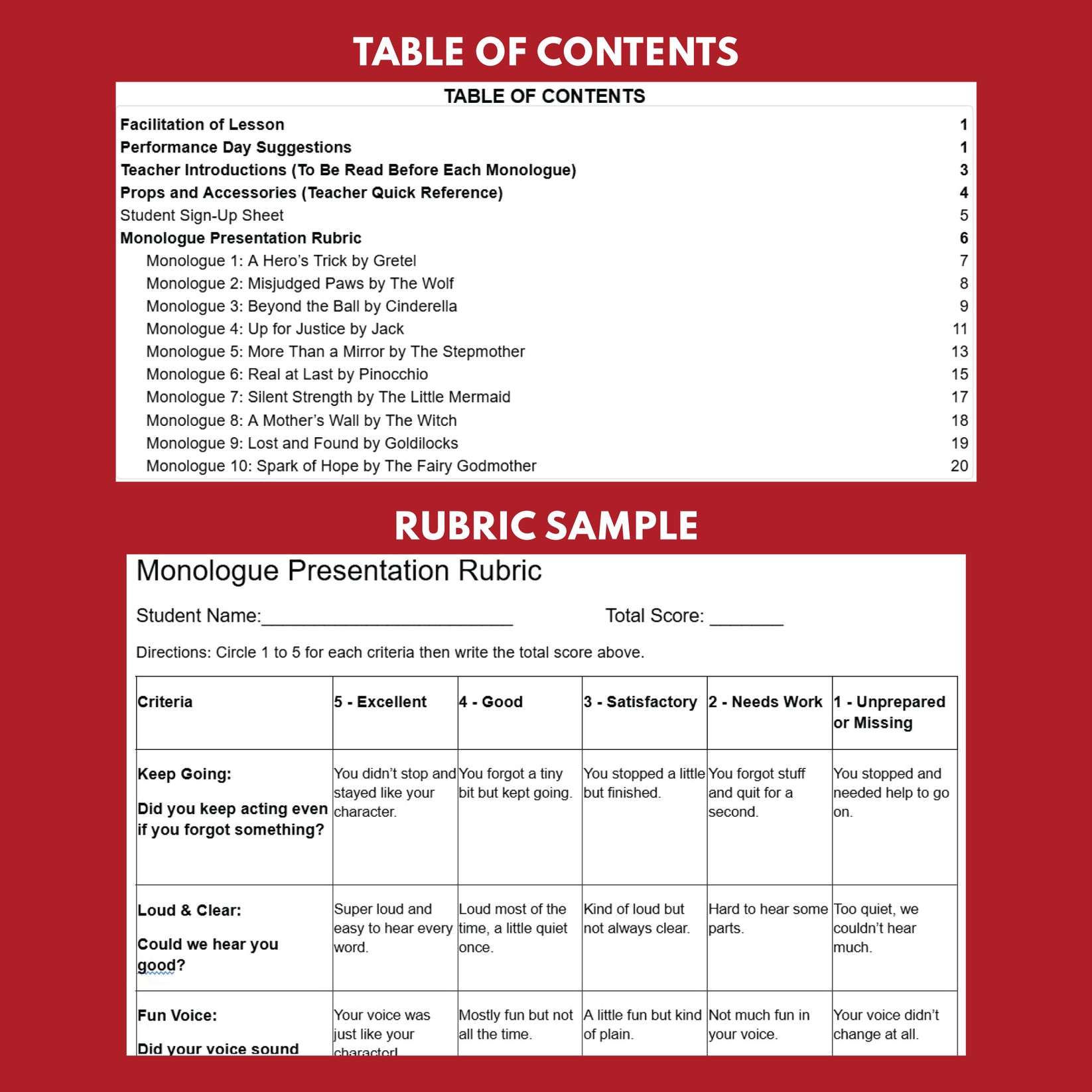 10 FREE Short Fairy Tale Monologue Scripts for Grades 1 to 3 | No Prep ...
