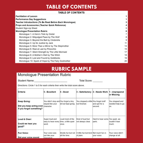 10 FREE Short Fairy Tale Monologue Scripts for Grades 1 to 3 | No Prep ...