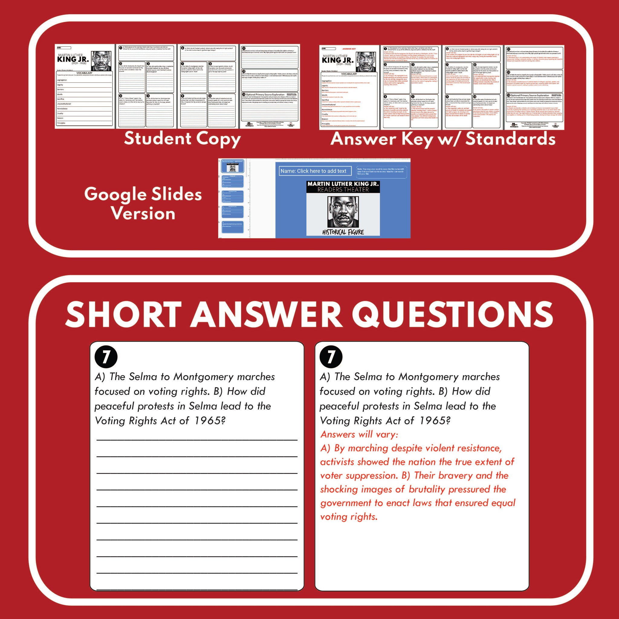 Free Martin Luther King Jr. Readers Theater Script for Grades 6-8 | Ci ...