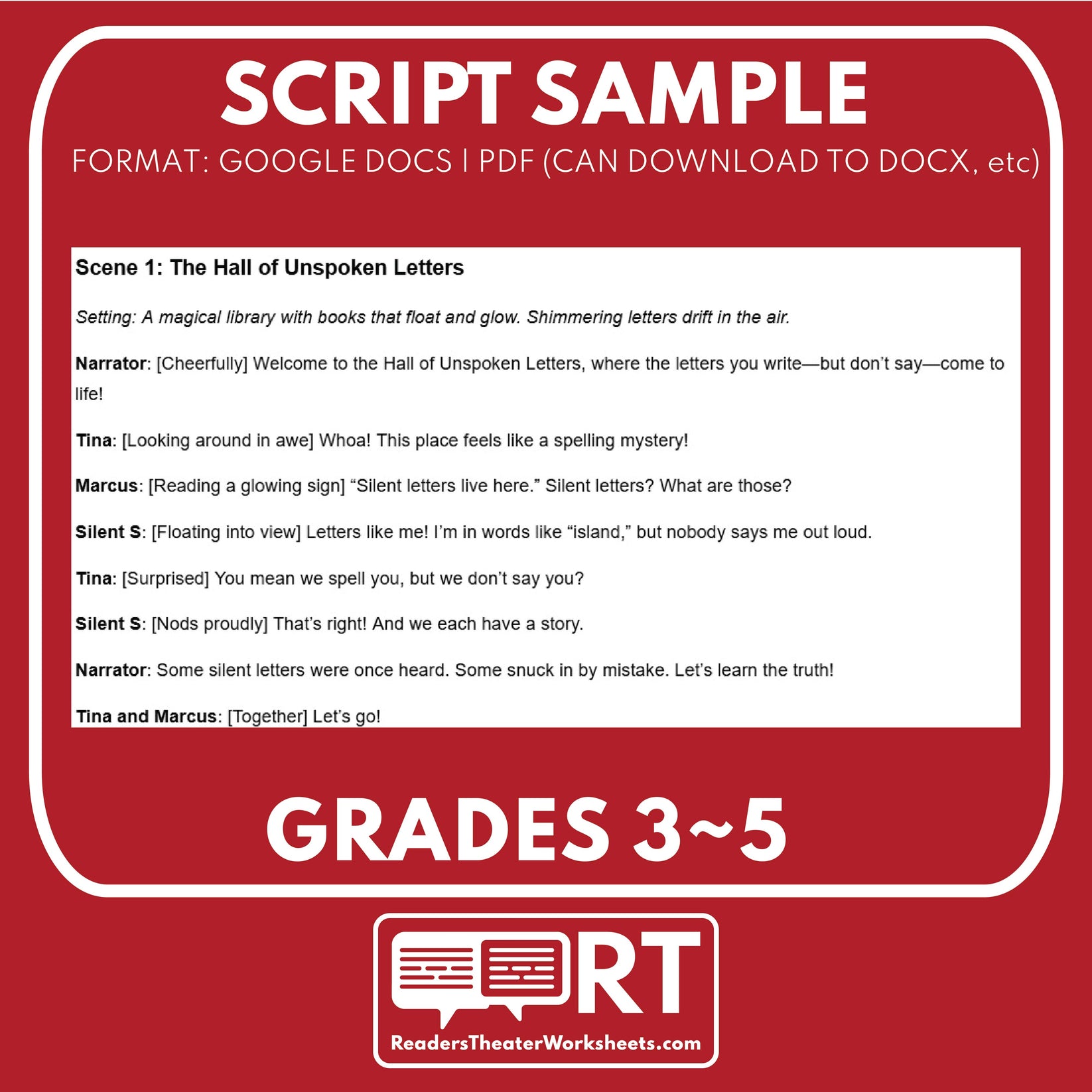 Free Phonics Readers Theater | The Letters That Don’t Speak for Grades ...