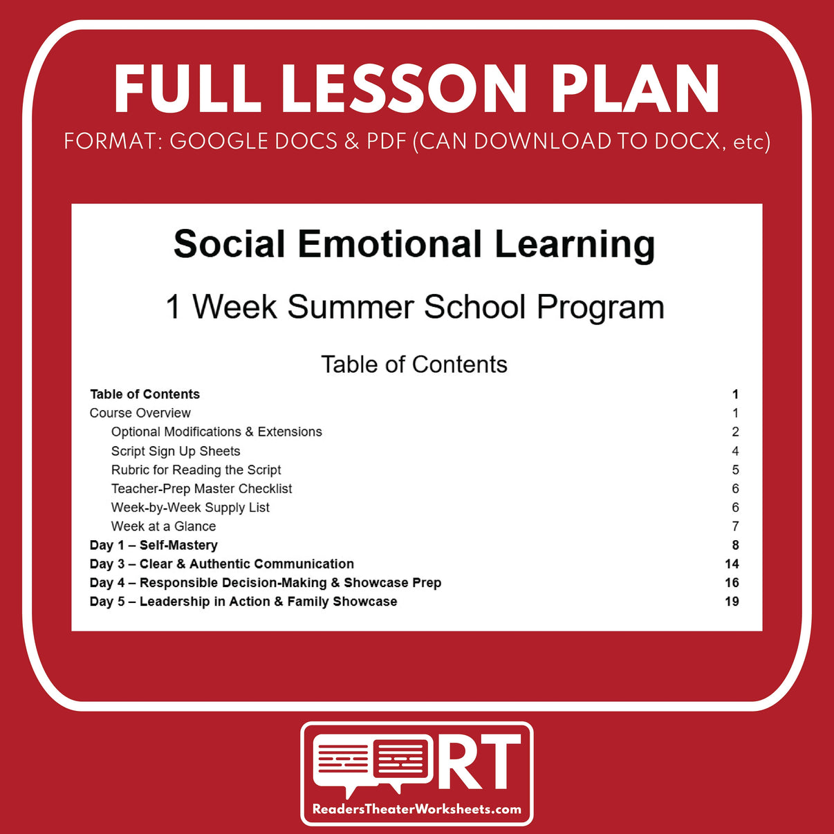 One-Week SEL Readers Theater Summer Drama Program | Grades 3-5 Readers ...