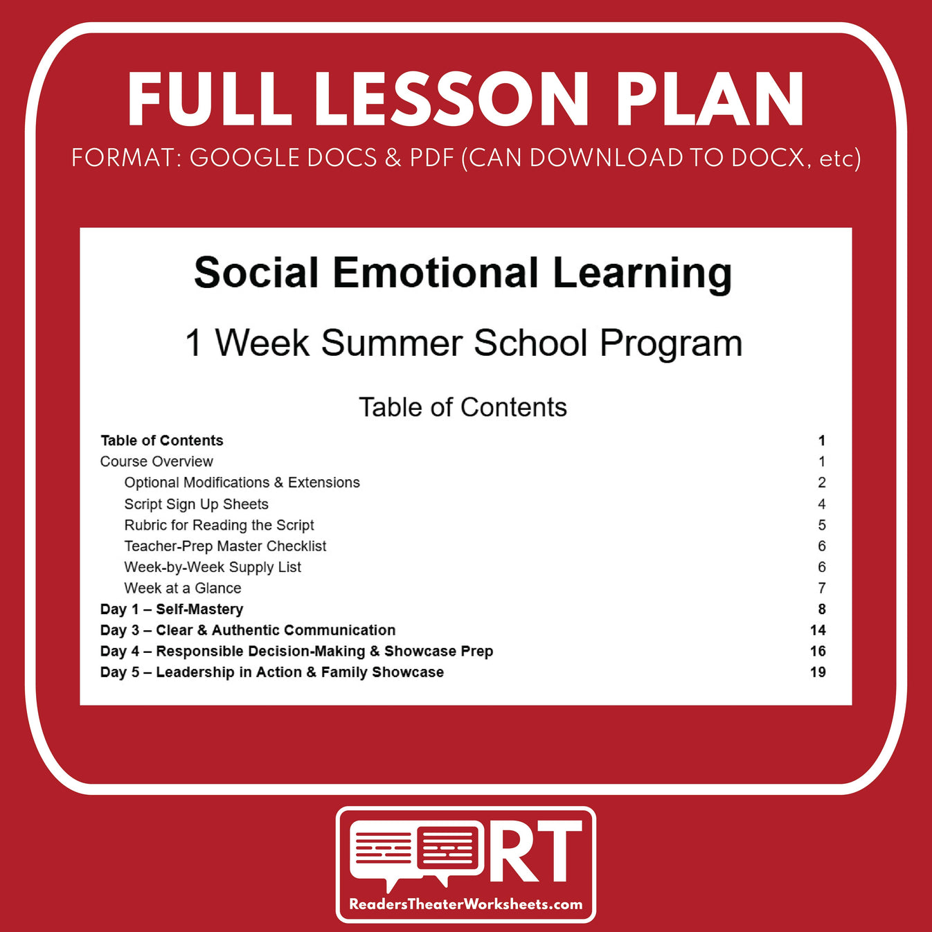 One-Week SEL Readers Theater Summer Drama Program | Grades 3-5 Readers ...