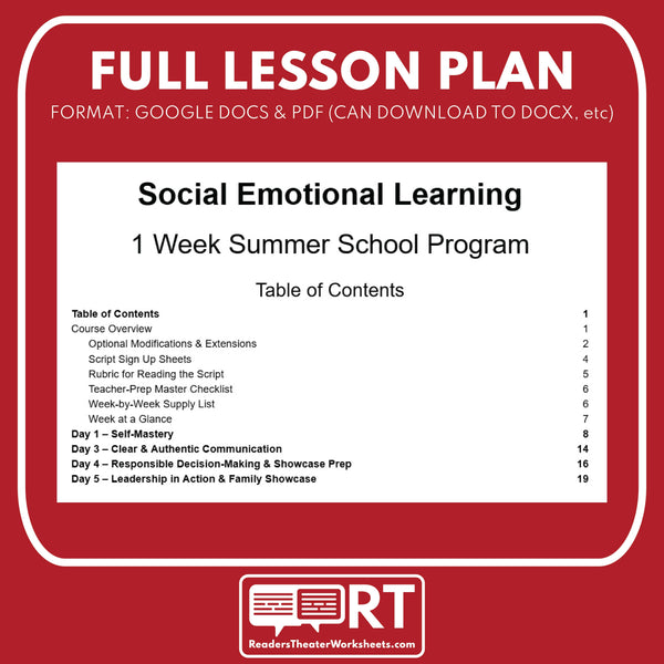 One-Week SEL Readers Theater Summer Drama Program | Grades 3-5 Readers ...