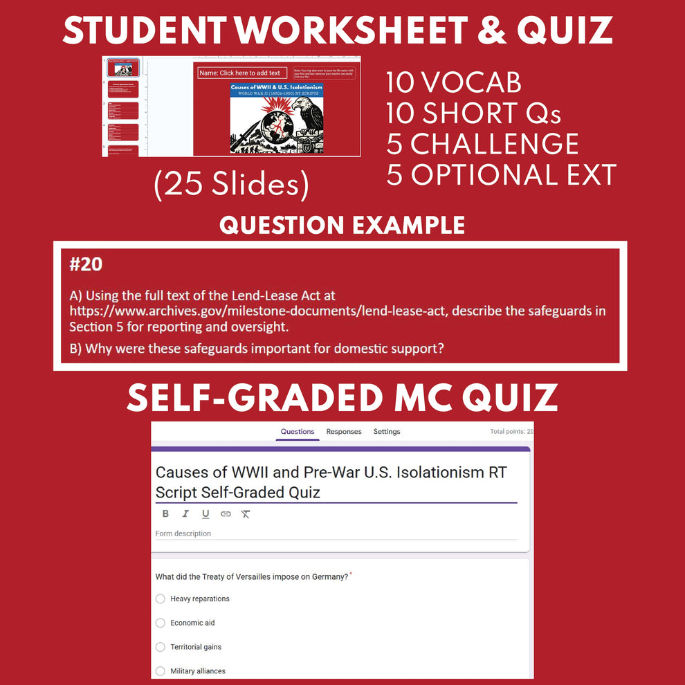 Causes of WWII & Pre-War U.S. Readers Theater (Grades 11-12) – Reader's ...