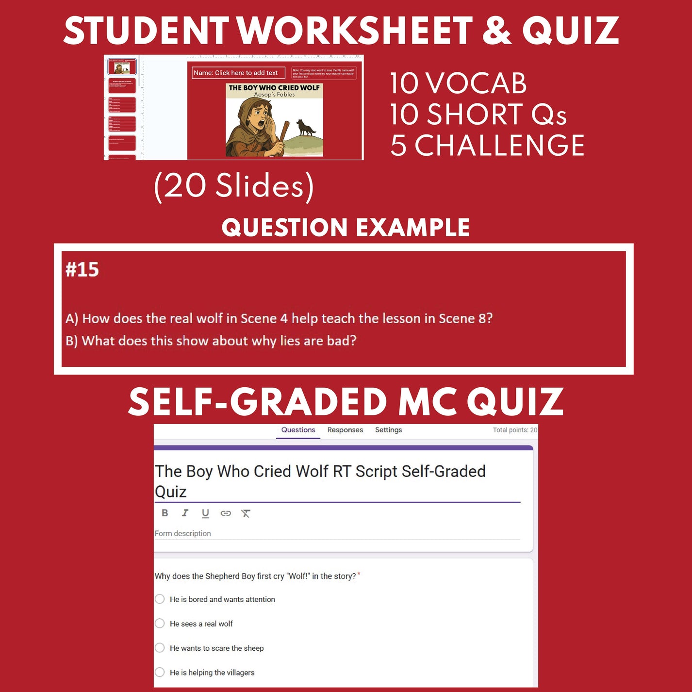 The Boy Who Cried Wolf Readers Theater Script: Free Printable Aesop's ...