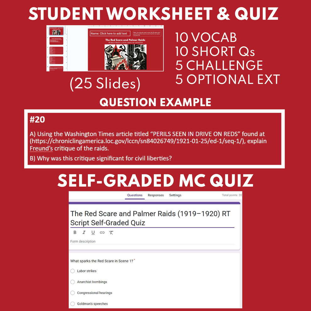 Red Scare & Palmer Raids Readers Theater – Gr 11-12 – Reader's Theater ...