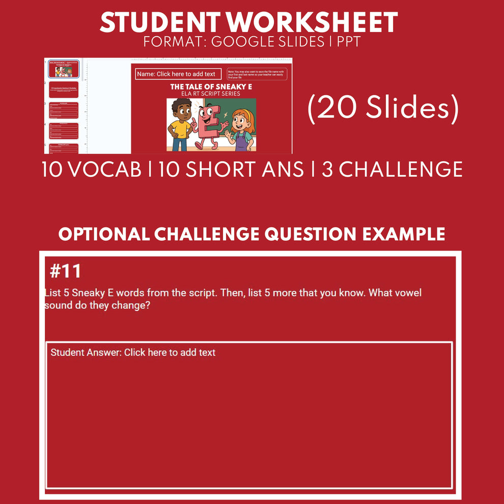 The Tale of Sneaky E | ELA RT Script | Grades 3–5 | Long Vowel Sounds ...