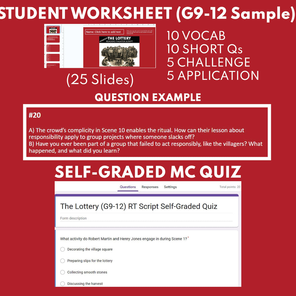 The Lottery Differentiated Readers Theater Script for Grades 6 to 12 ...