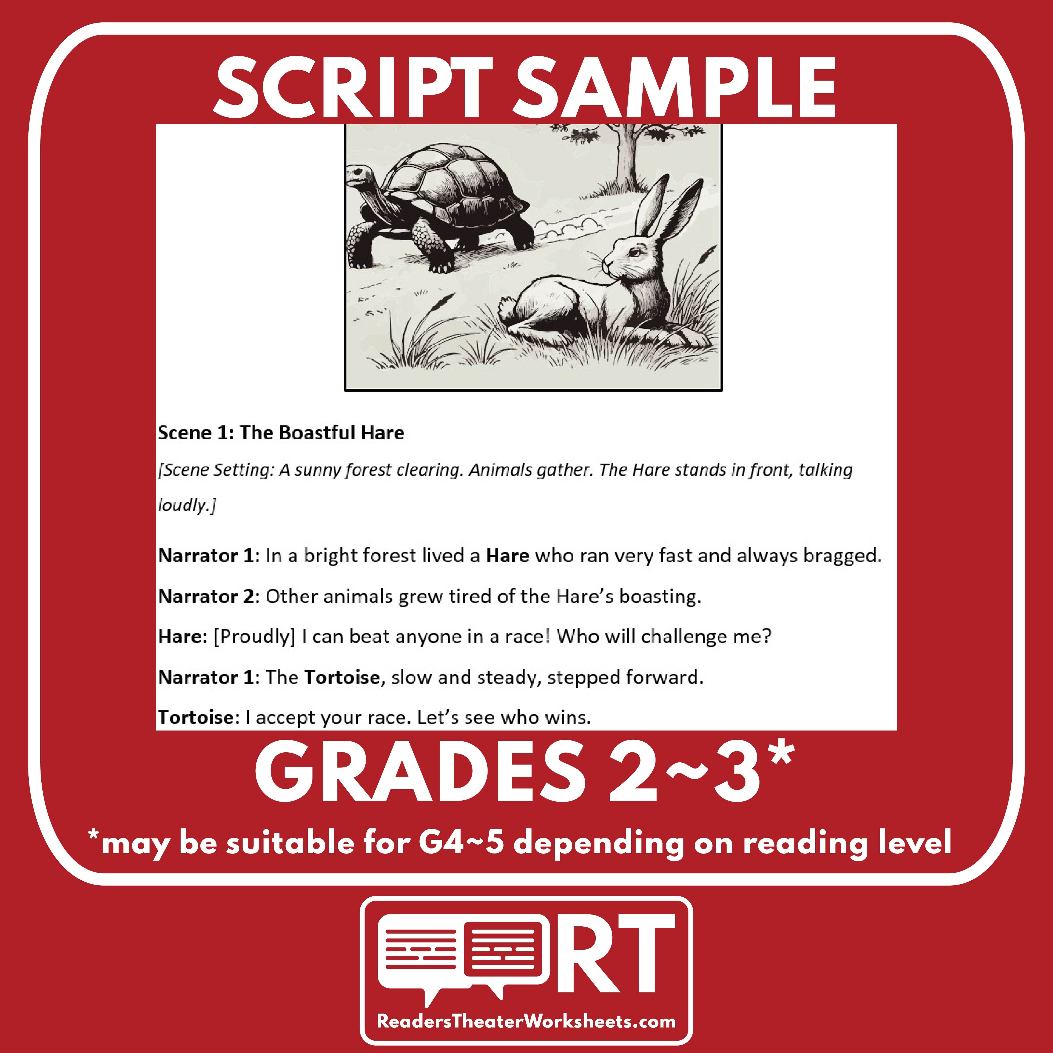 The Tortoise and the Hare Reader's Theater Script | Aesop's Fable ...