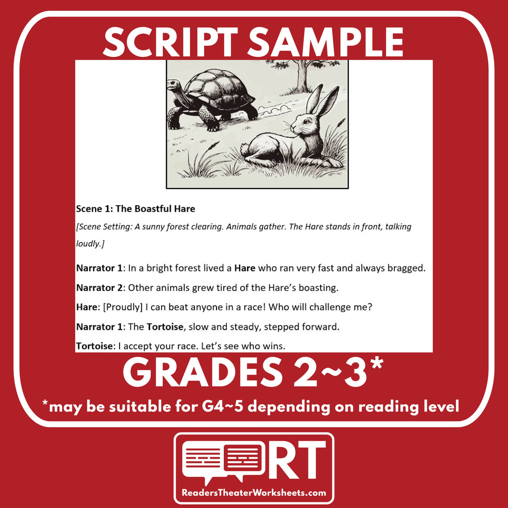 The Tortoise and the Hare Reader's Theater Script | Aesop's Fable ...