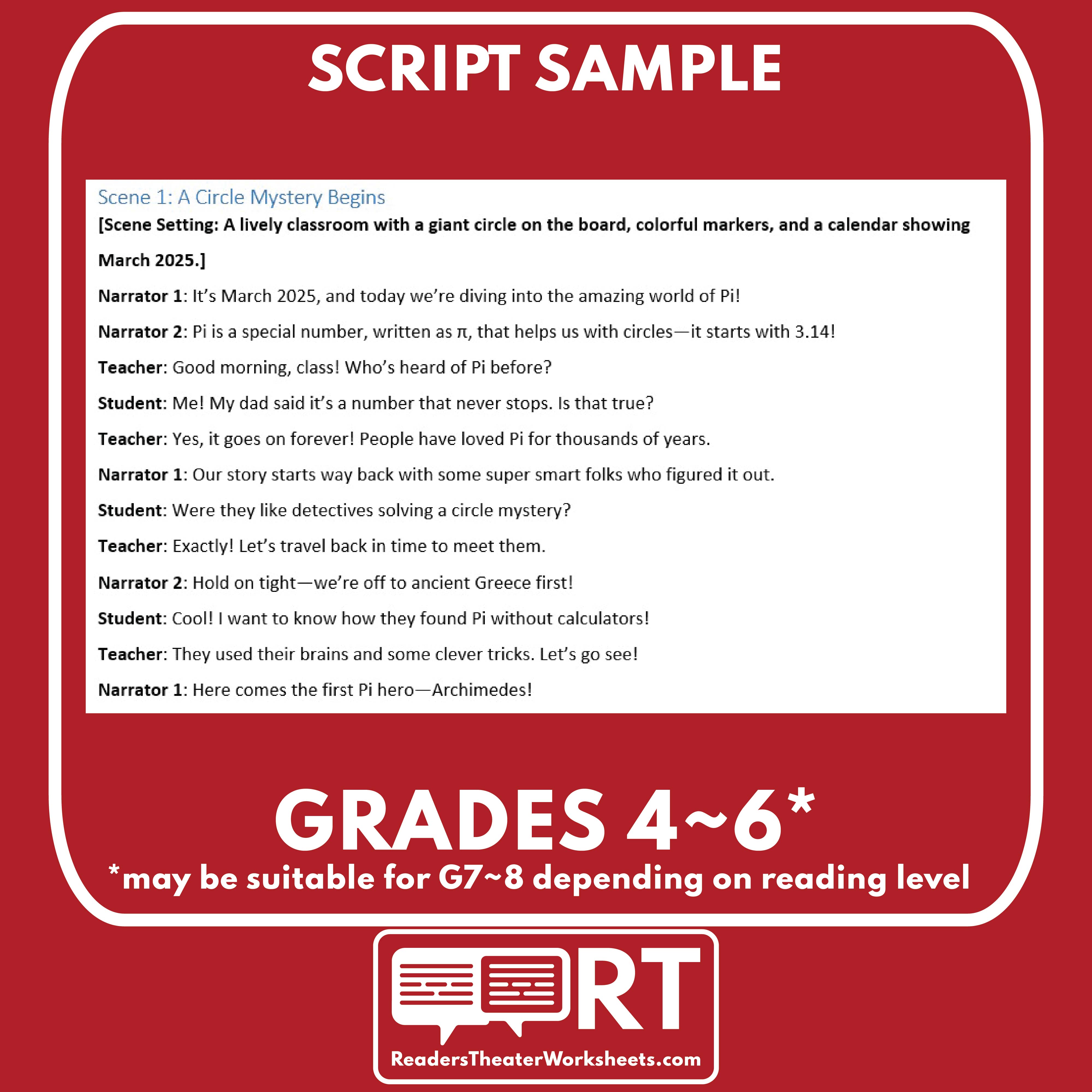 Pi Day Readers Theater Script | Free Printable Math Activity – Reader's ...