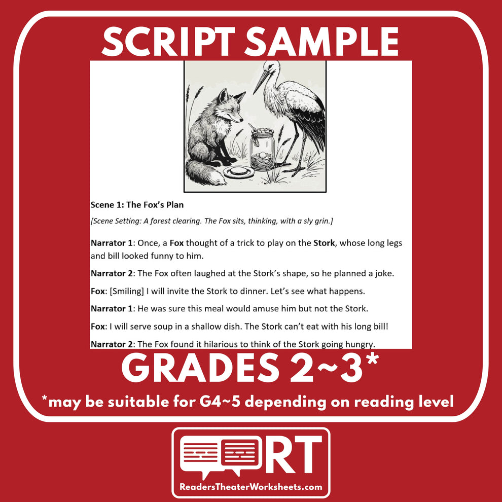 The Fox and the Stork | Reader's Theater Script | Aesop's Fable ...