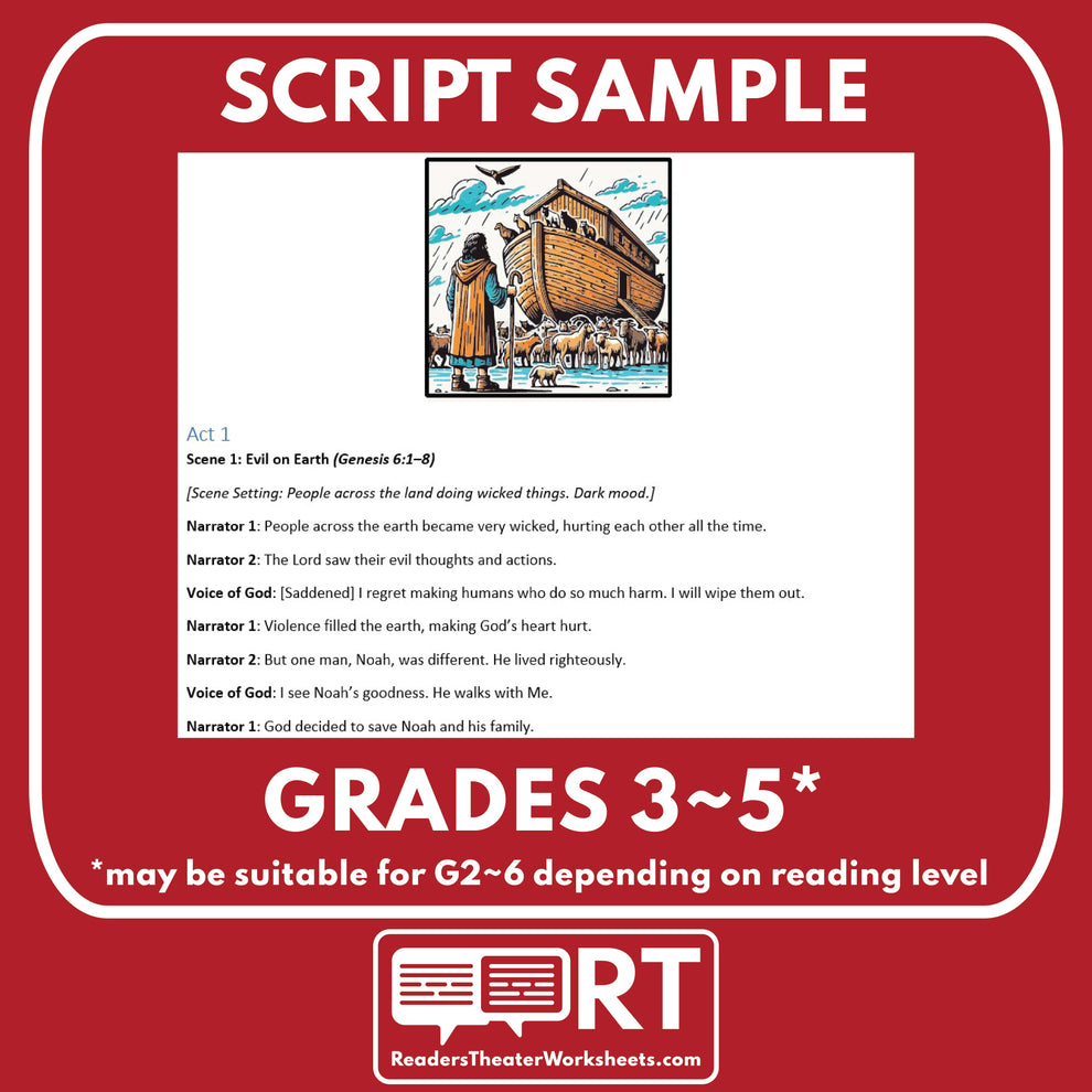 Noah's Ark Reader's Theater Script for Grades 3-8 | Bible Story ...