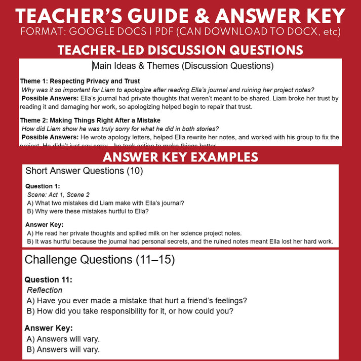 The Apology Letter Free SEL Readers Theater Script for Grades 3 to 5 ...