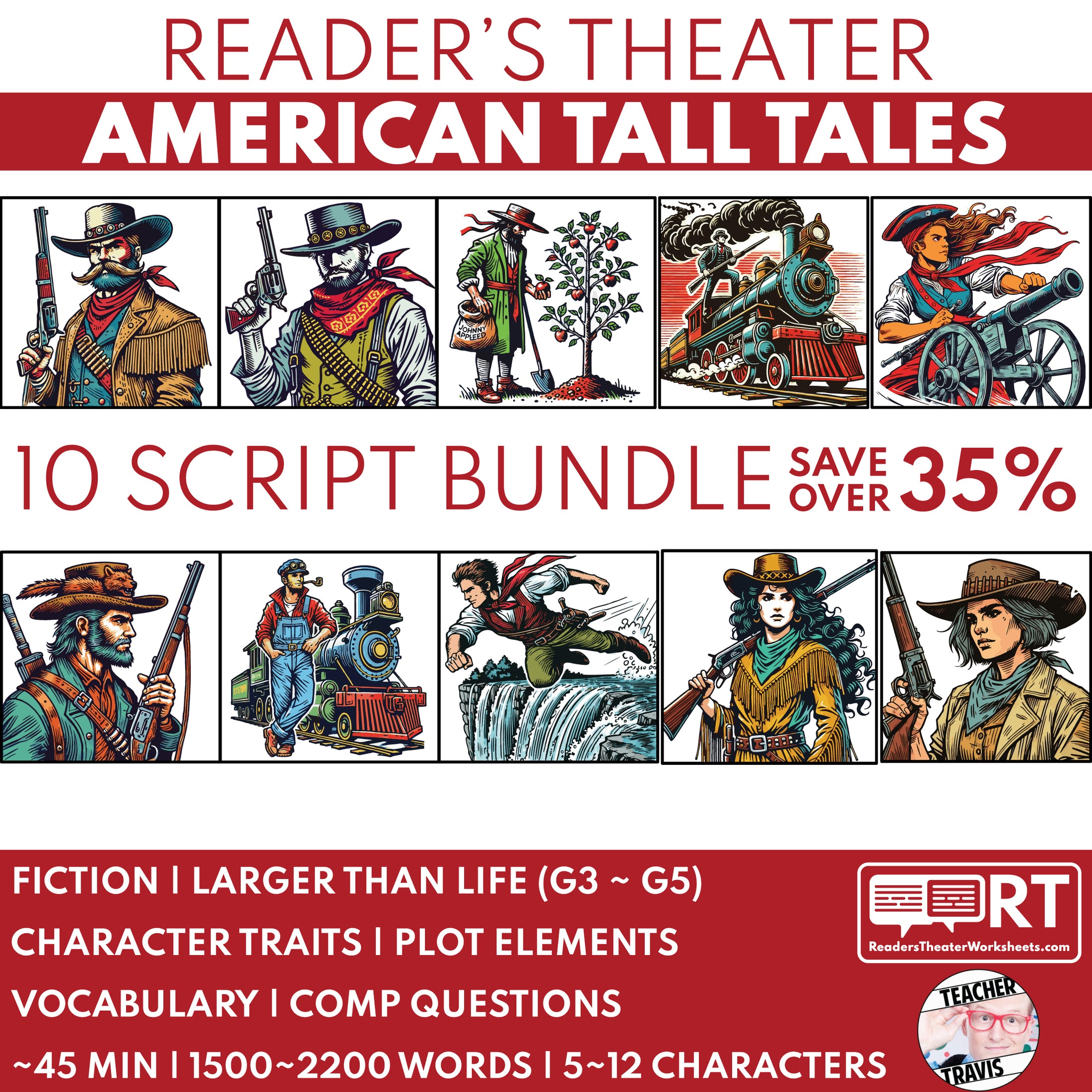 10 American Tall Tales | Reader's Theater Scripts Bundle (10) | SAVE 3 ...