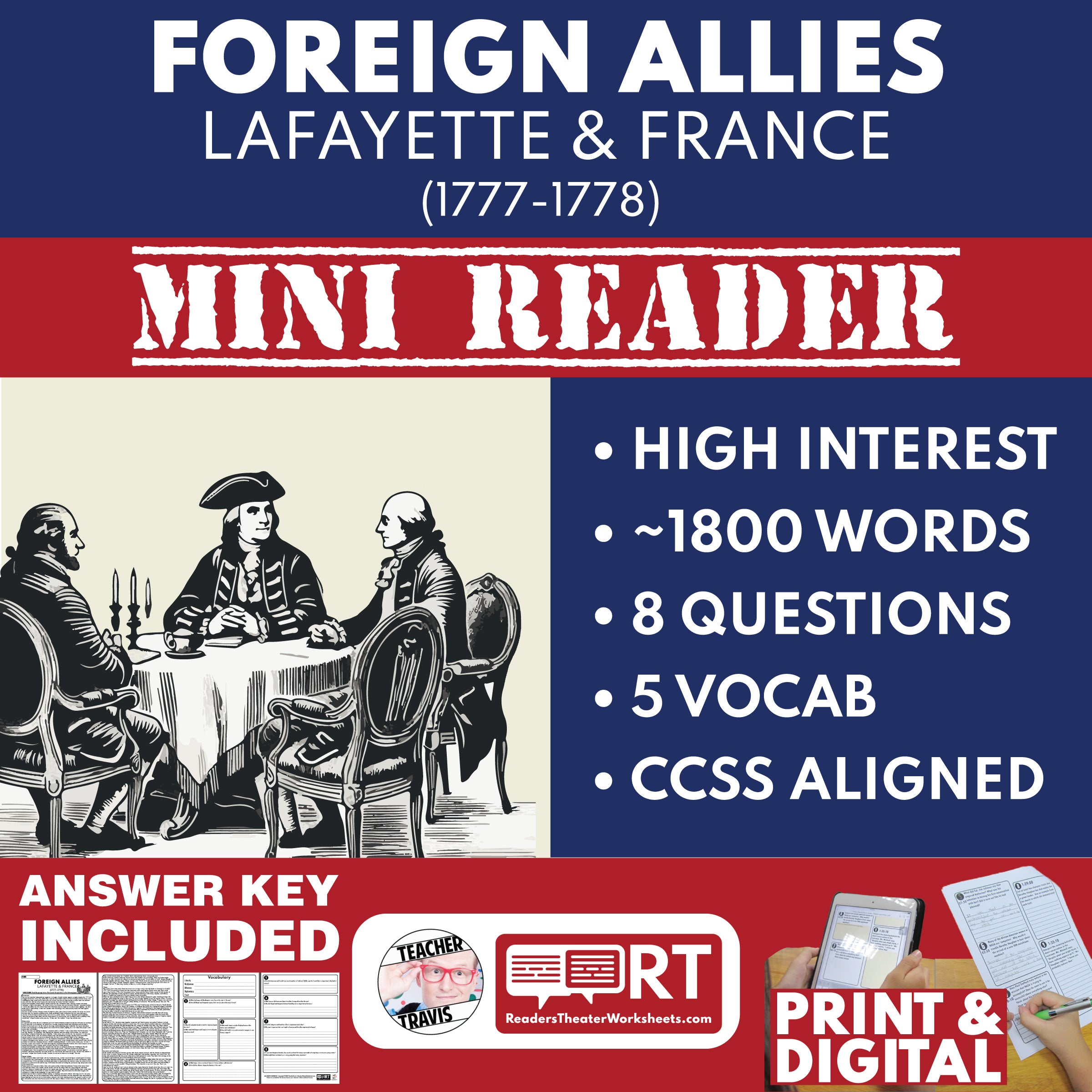 Foreign Allies: Lafayette and France U.S. History Mini Reader Lesson f ...