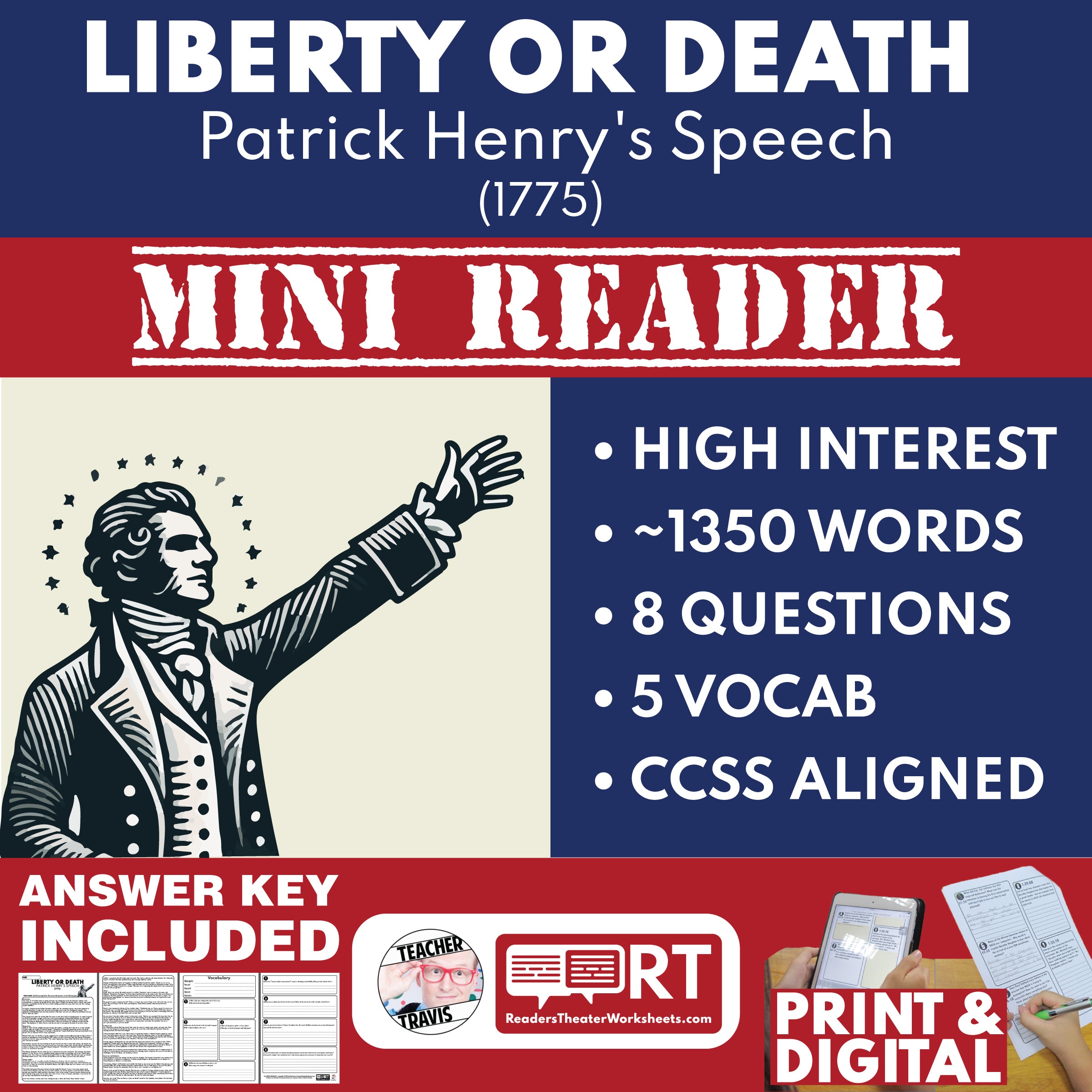 Liberty or Death: Patrick Henry’s Speech U.S. History Mini Reader Less ...